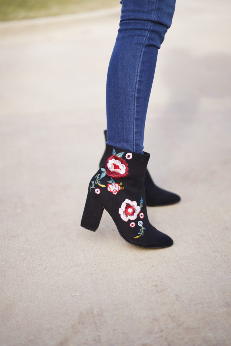 Stepping Into Spring With Floral Ankle Boots - The Dark Plum